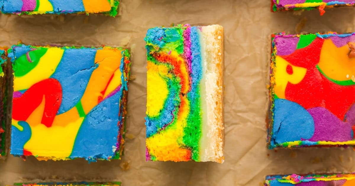 Rainbow Cheesecake Bars Recipe - Easy Dessert Recipes