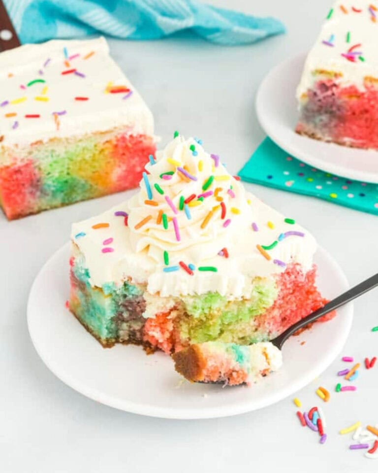 Rainbow Poke Cake Recipe - Easy Dessert Recipes