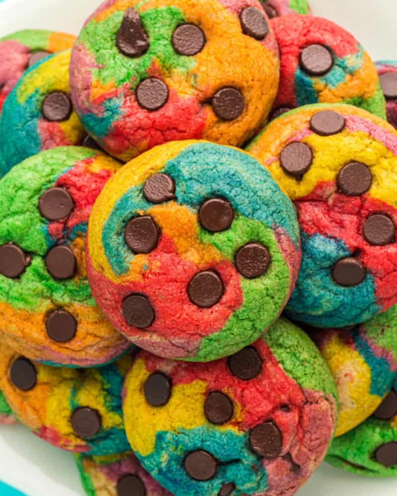 Rainbow Chocolate Chip Cookies Recipe - Easy Dessert Recipes
